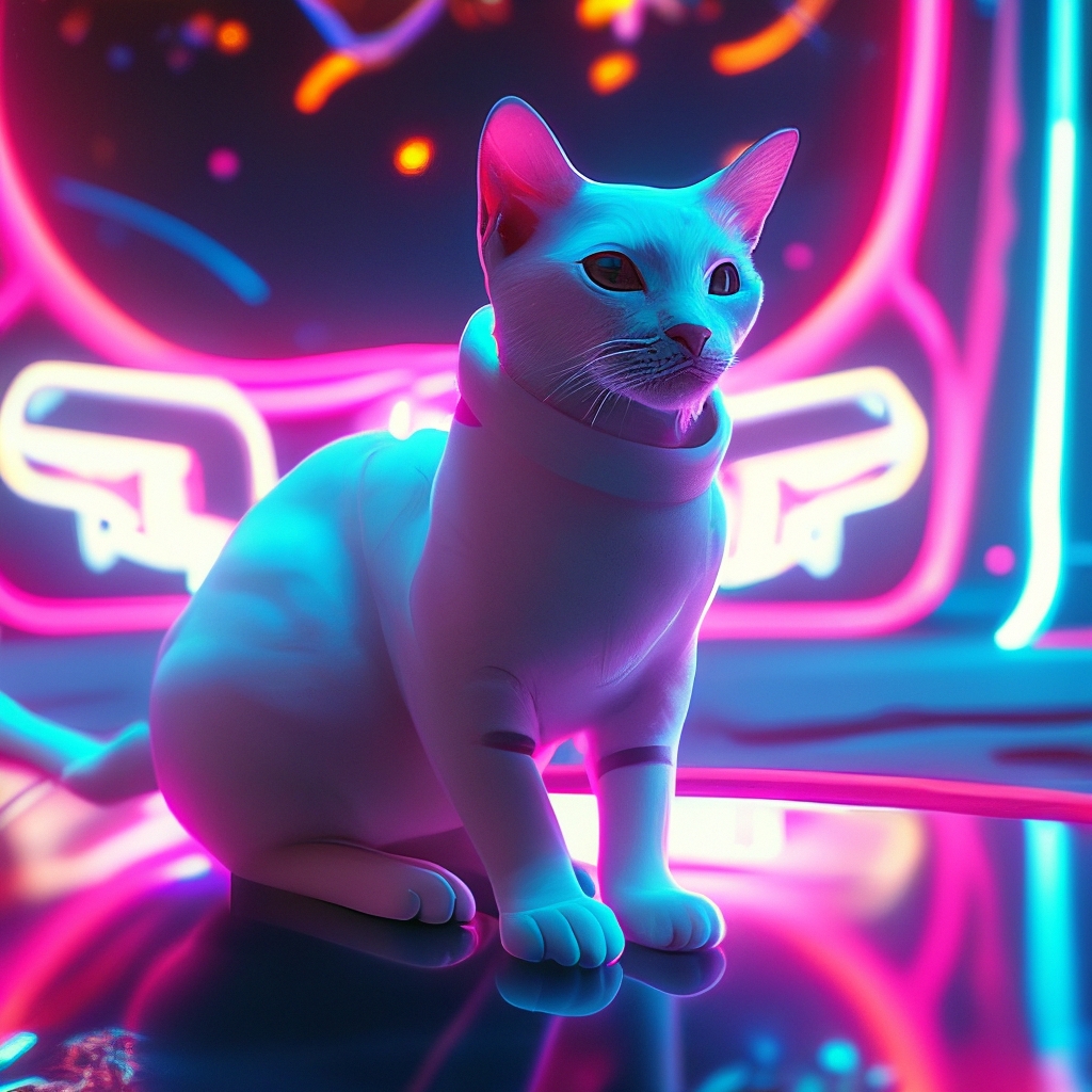 "Bald space cat in infinity neon lighting, high resolution" — image ...