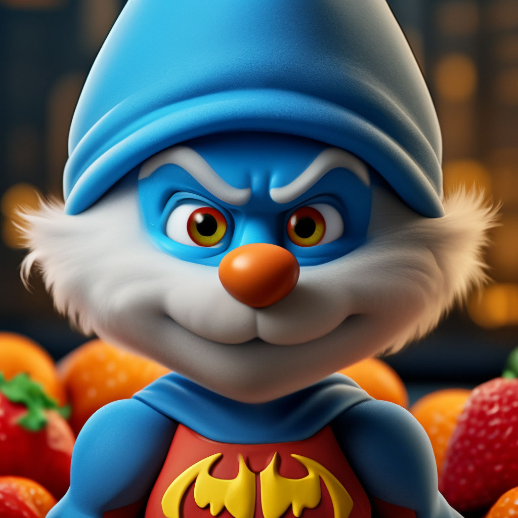 "Batman smurf strawberry orange milota+coherent,funny eyes,furry fluffy ...