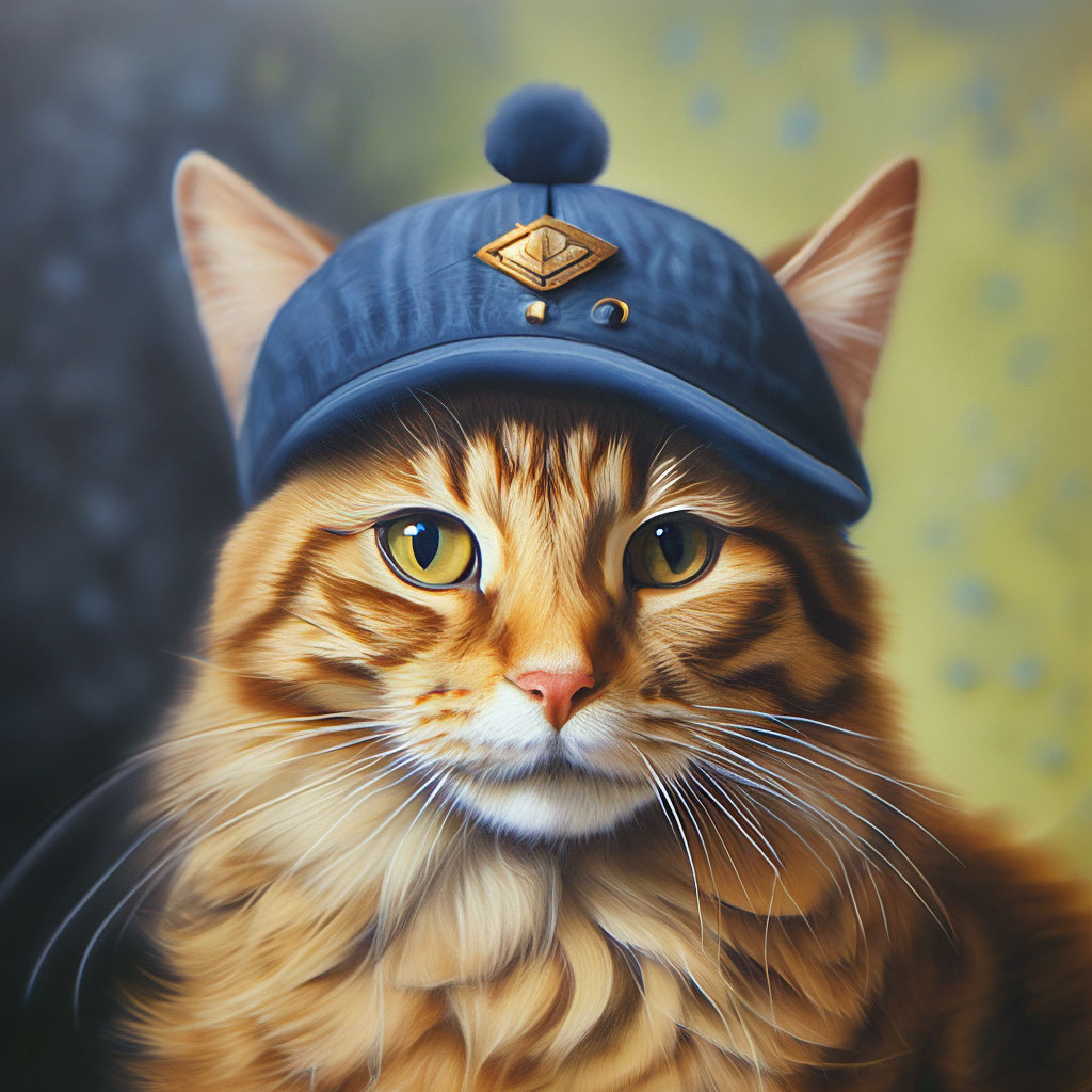 "A cat in a cap" — image created in Shedevrum