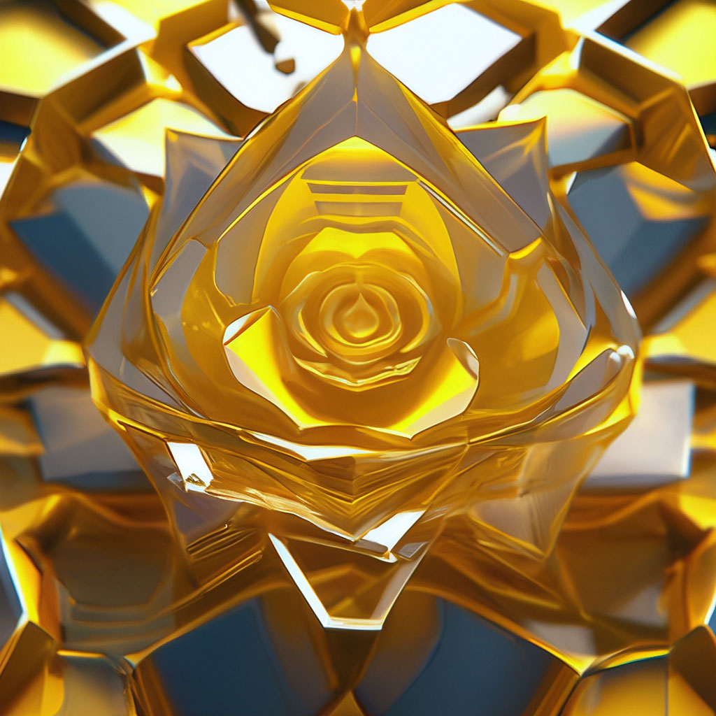 "Abstraction, gothic yellow transparent 3D honey rose with elongated ...