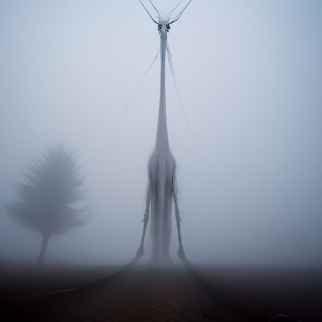 "A long thin white creature from another universe, very tall, black ...