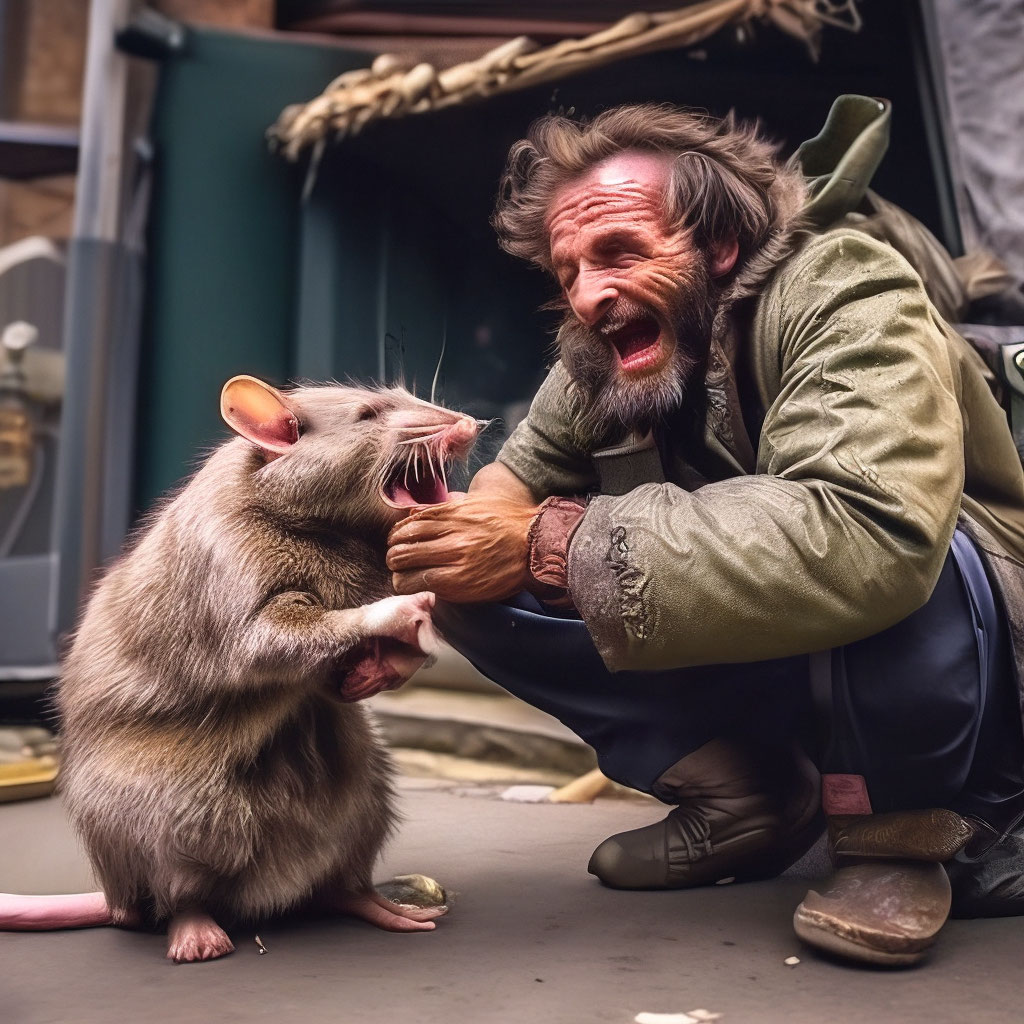 "A drunken drunk drunk homeless man bites his homeless woman's hand-a ...