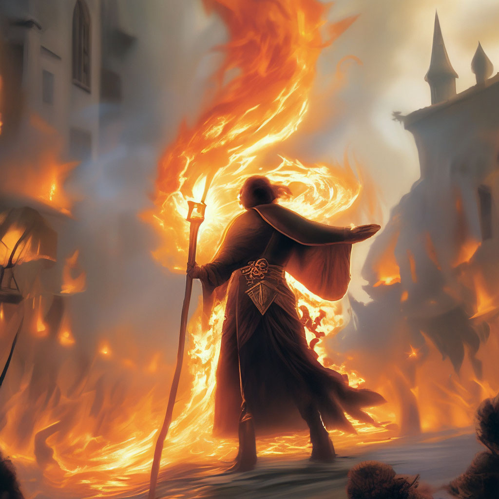 "Illustration by Raymond Swanland, fiery magic, dynamic pose, magic the ...