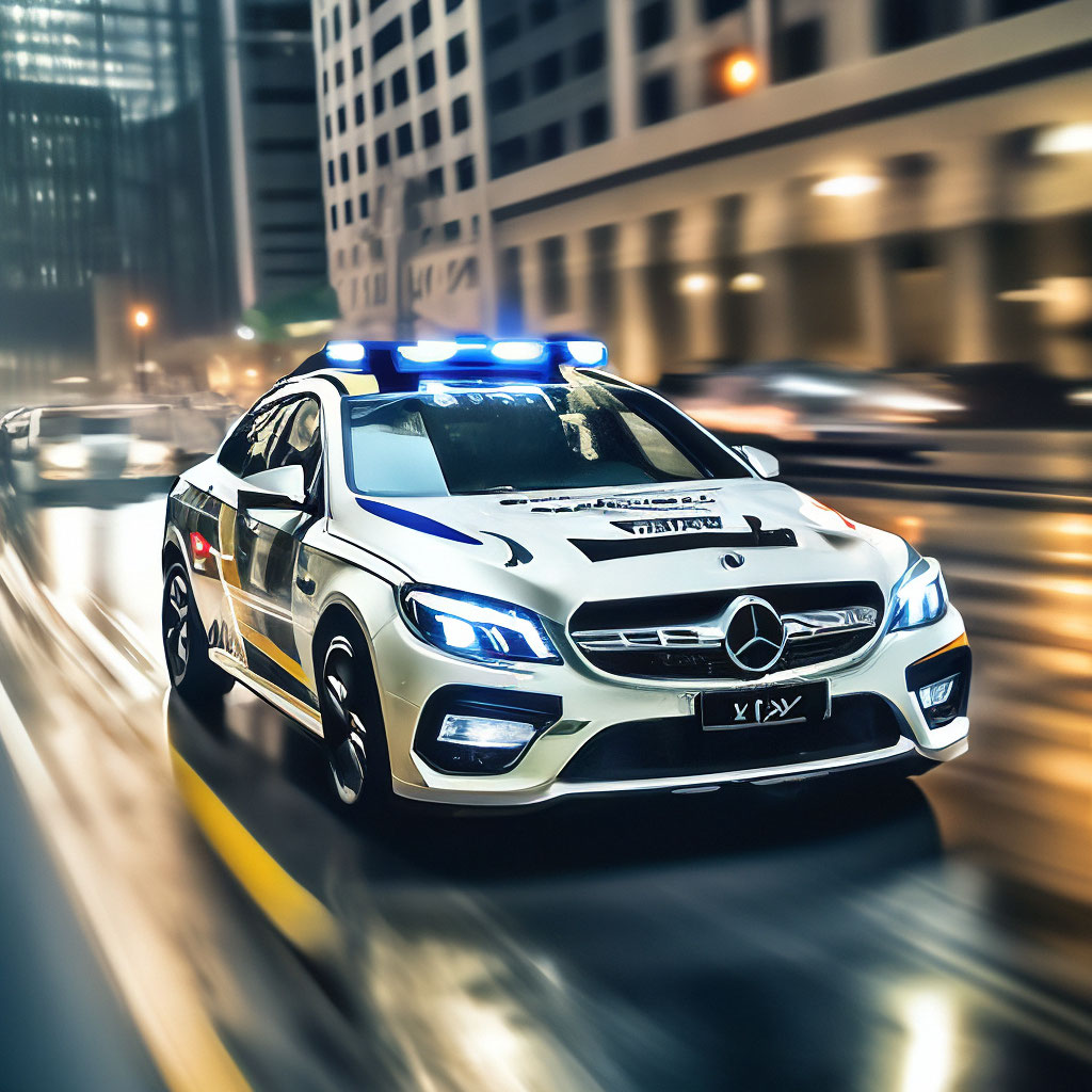 "Police car rides on a call, realistic, high quality, professional ...