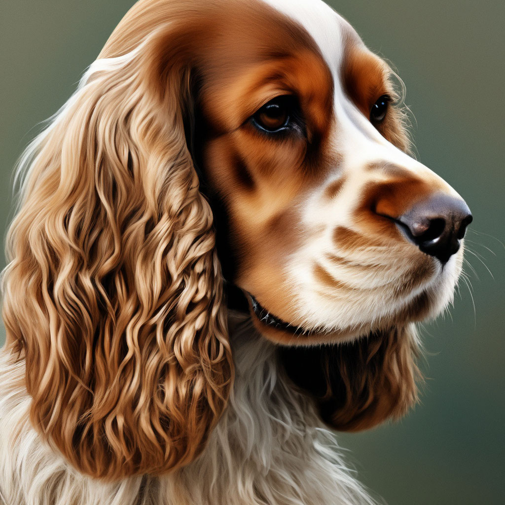 "Cocker spaniel, in profile, realistic, detailed drawing, high image ...