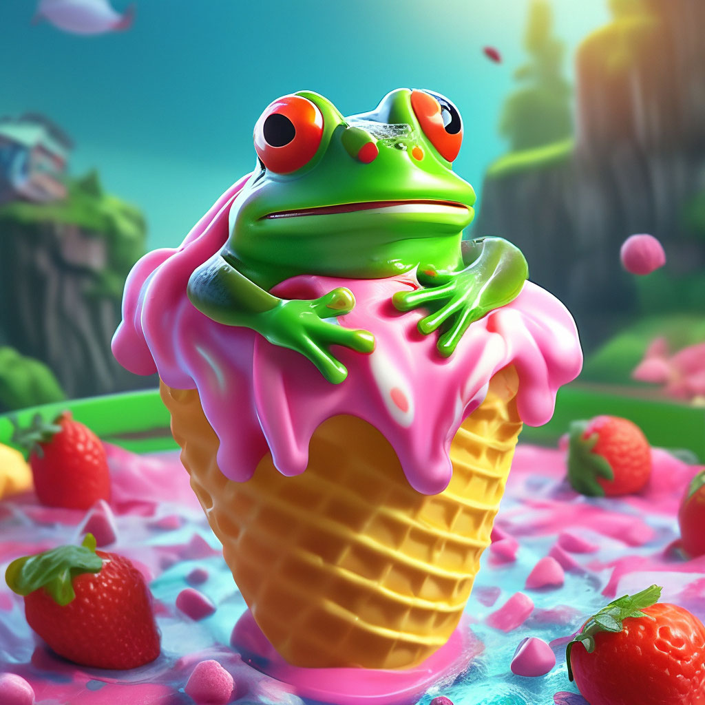 "Frog ice cream, funny, bright, nonsense, special effects, attention to ...