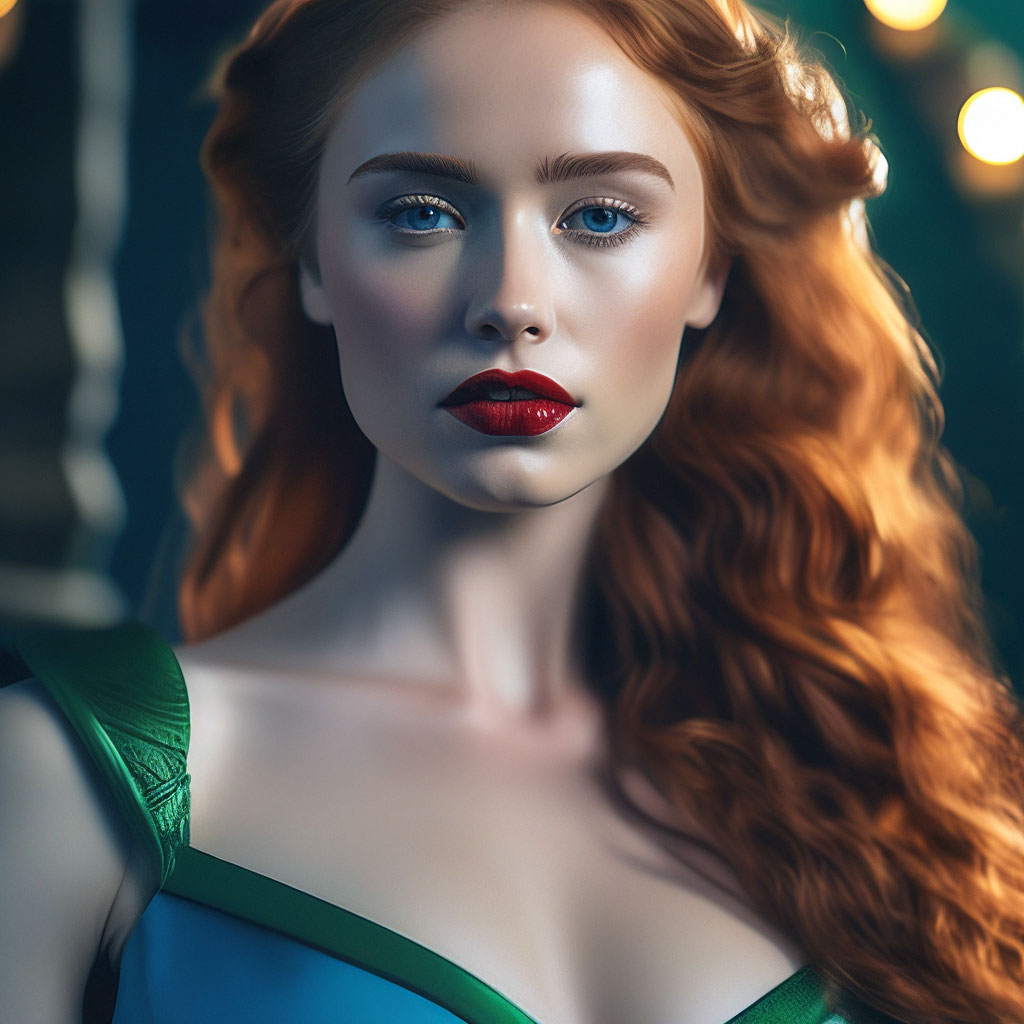 "Sansa Stark from game of Thrones on the throne, red curly hair, red ...