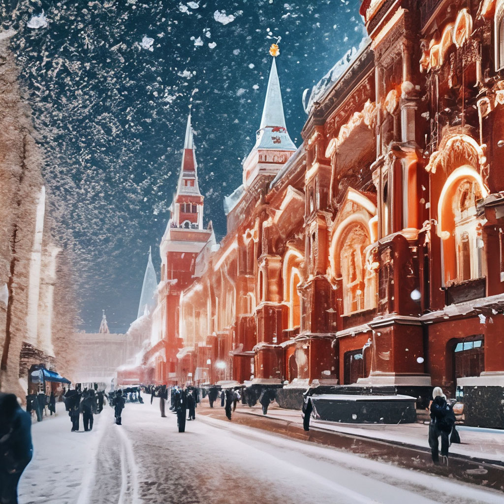 "Red Square close-up. Moscow. It's snowing in flakes. Beauty." — image ...