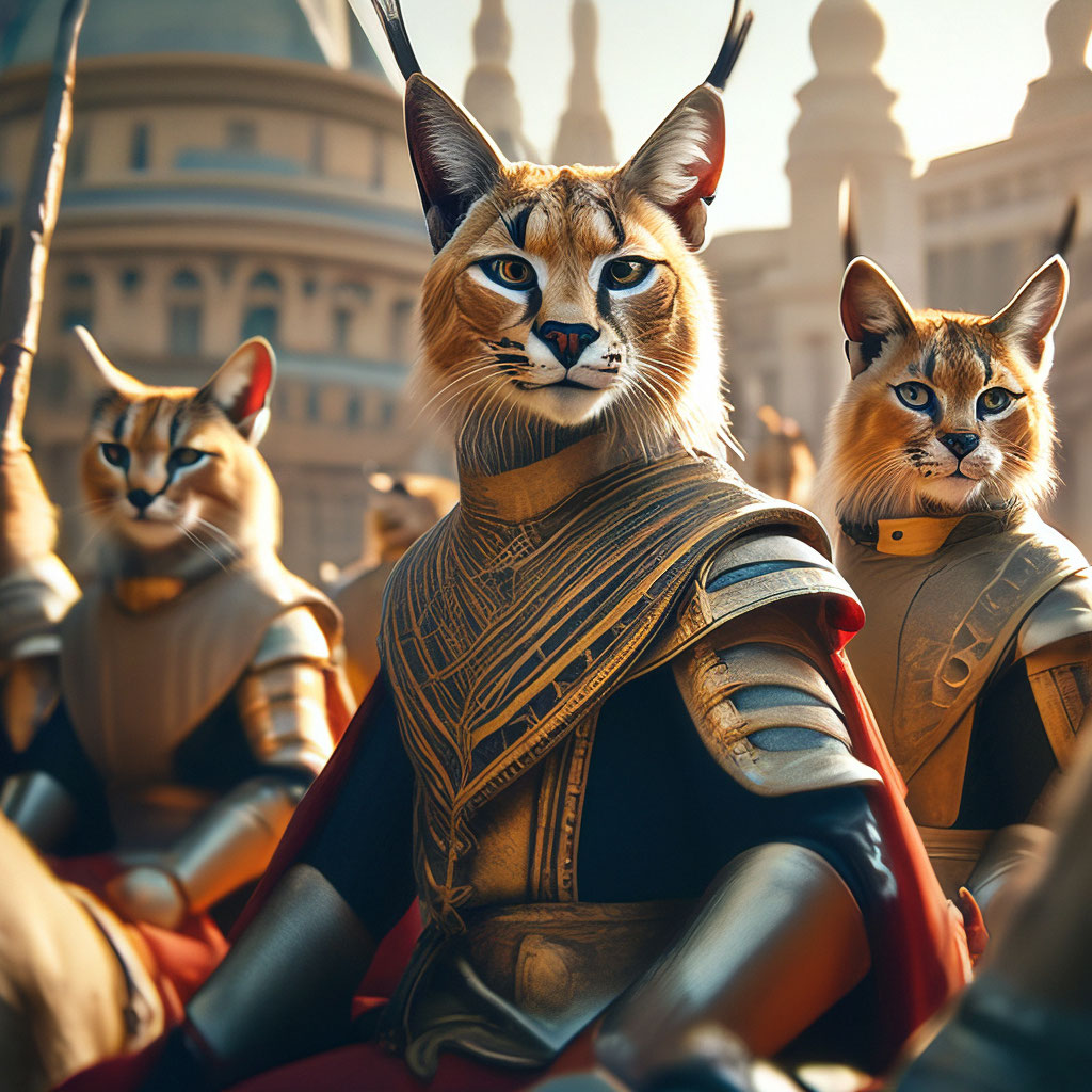 "Empire of caracals, aesthetically pleasing, beautiful, realistic ...