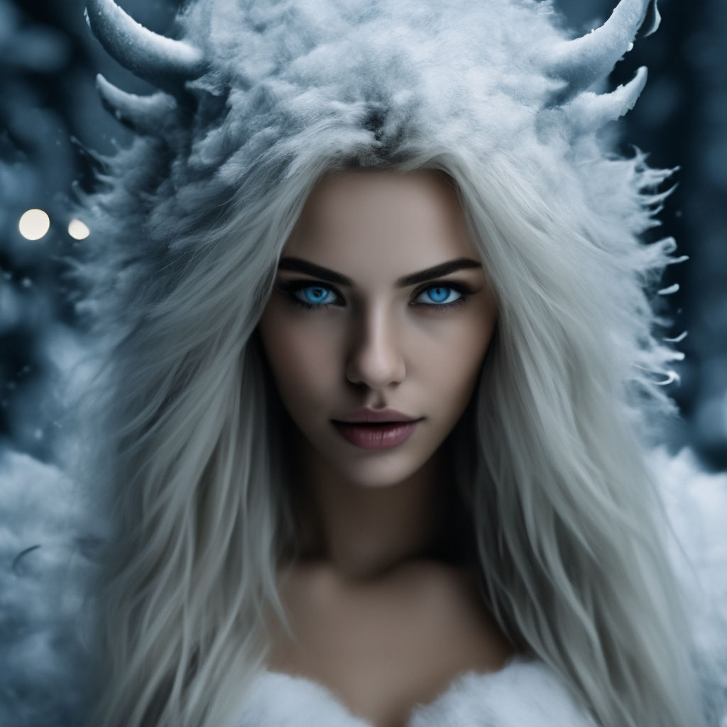 "Hyper realistic beautiful snow Alice in wonderland, consisting of snow ...