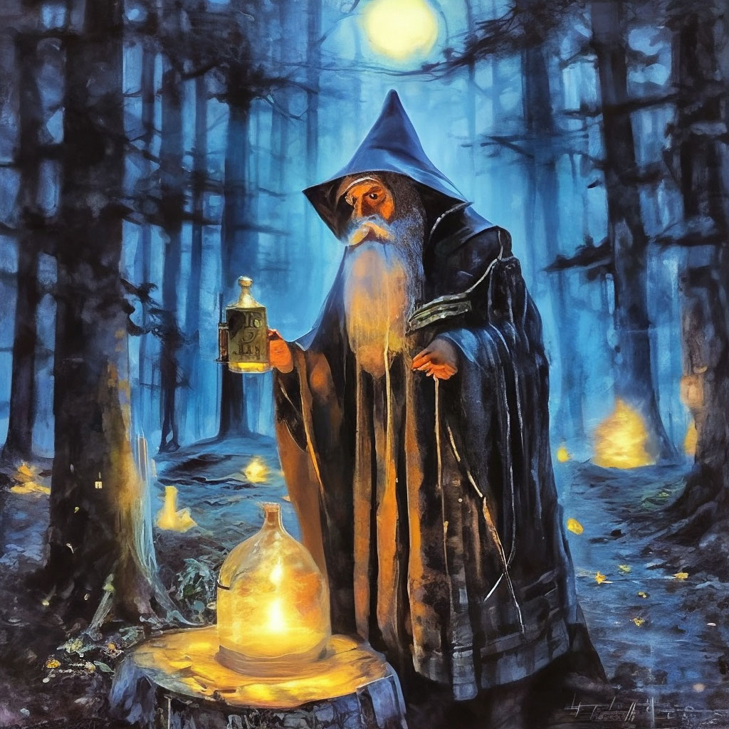 "The blinded old magician I wandered through the forest at night. I ...