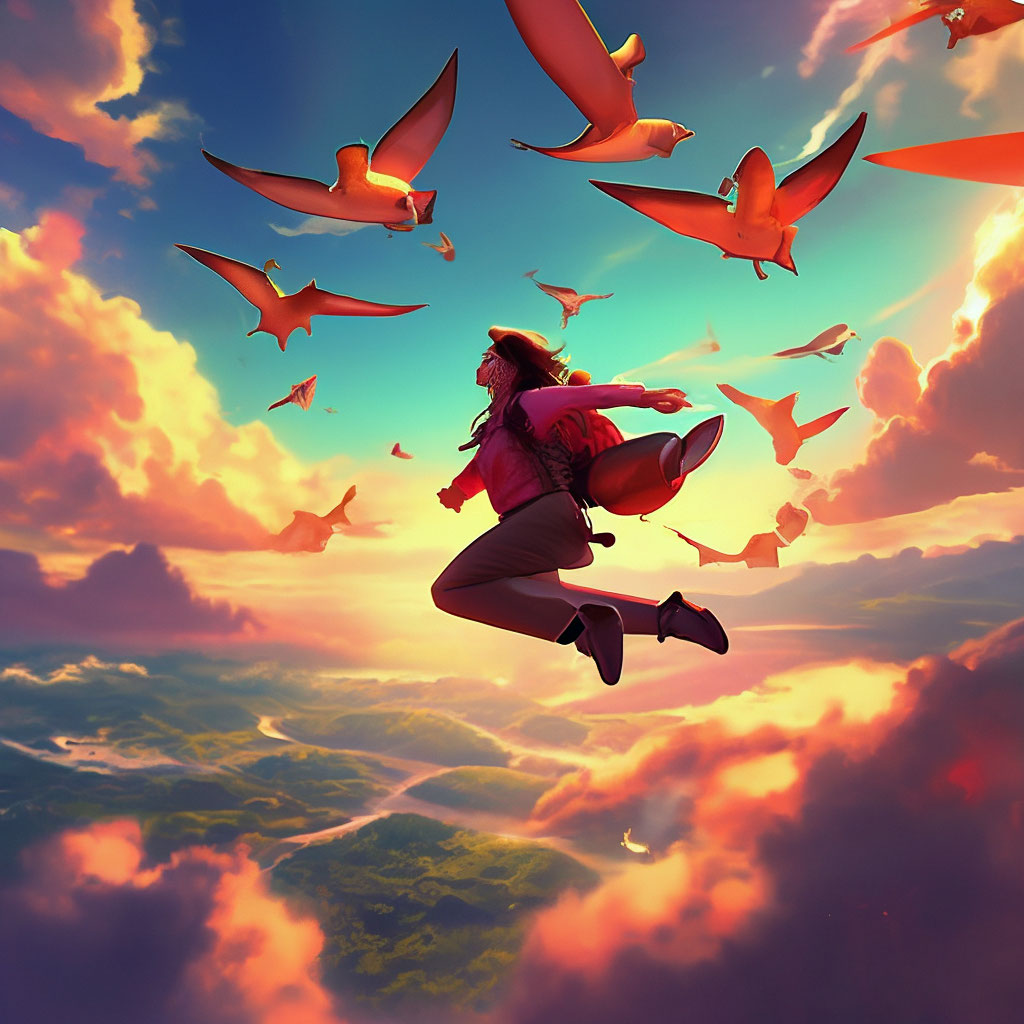 "Take the positivist of a flying mood" — image created in Shedevrum