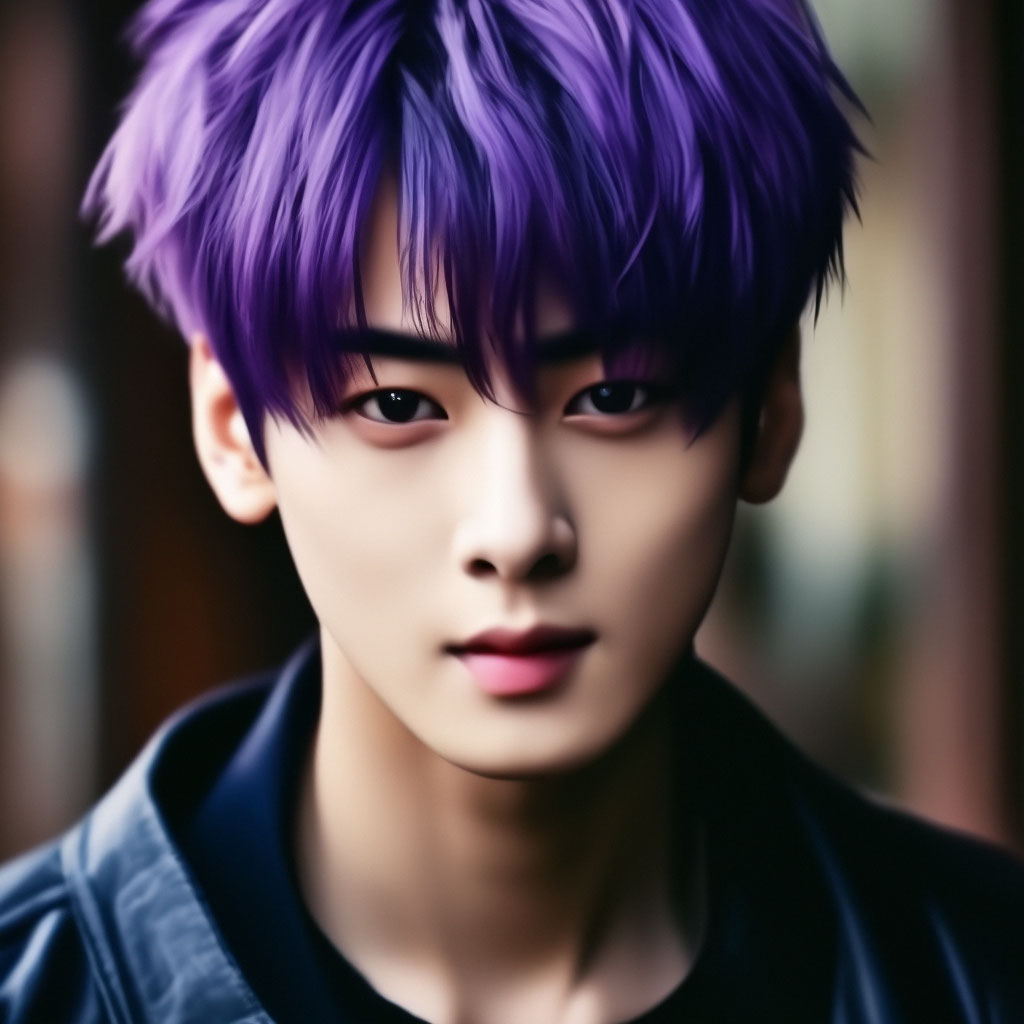 "Cha Eun Woo K pop artist of the Astro group with emo violet hair ...