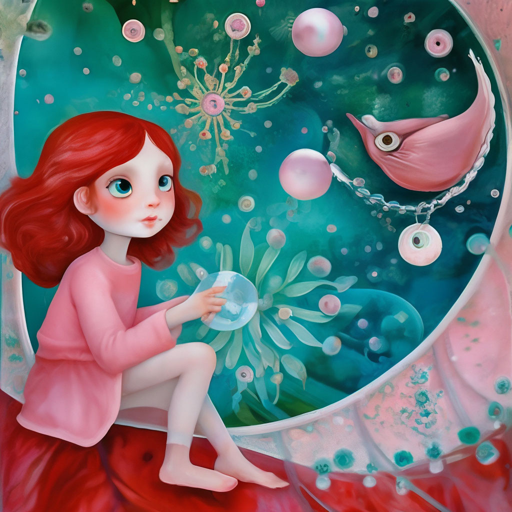 "A multi-eyed parchment ball flies to the girl Dora, who is sitting on ...