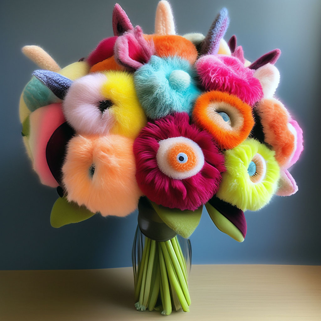 "A bouquet of big furry fluffy flowers" — image created in Shedevrum