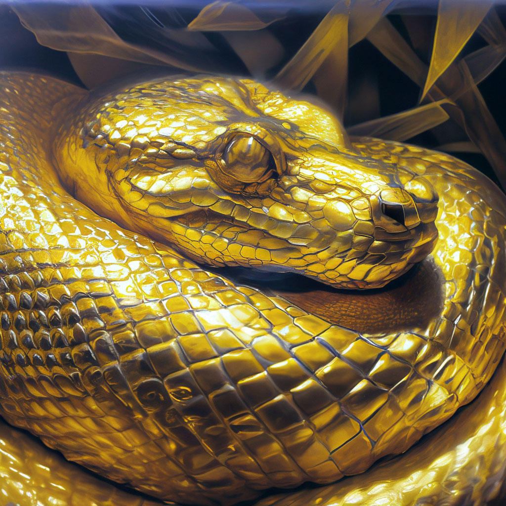 "Golden python" — image created in Shedevrum