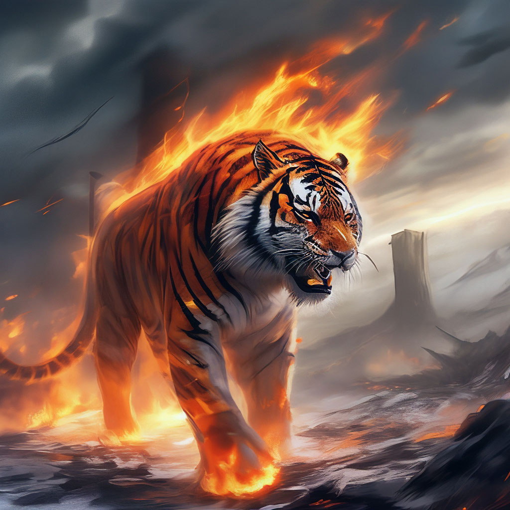 "Fire tiger" — image created in Shedevrum