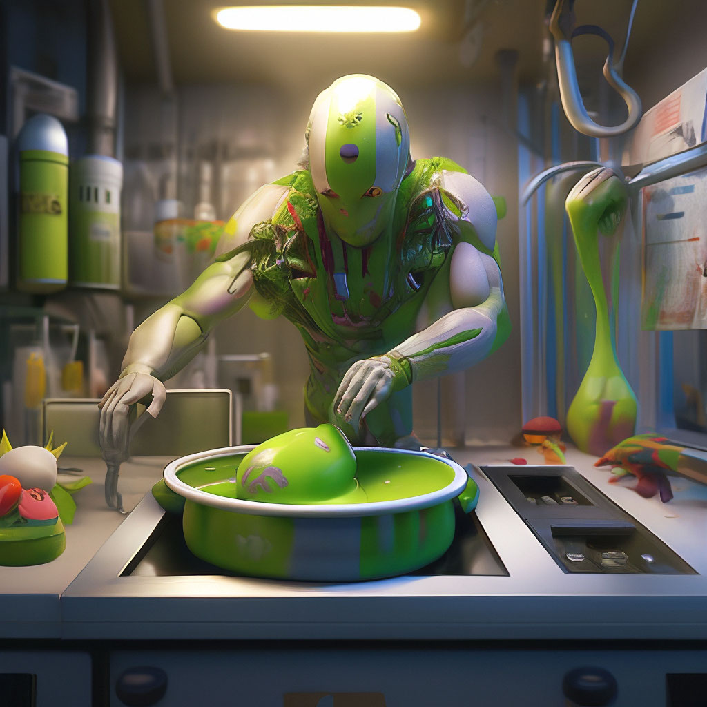 "Mutant Human Mixer" — image created in Shedevrum