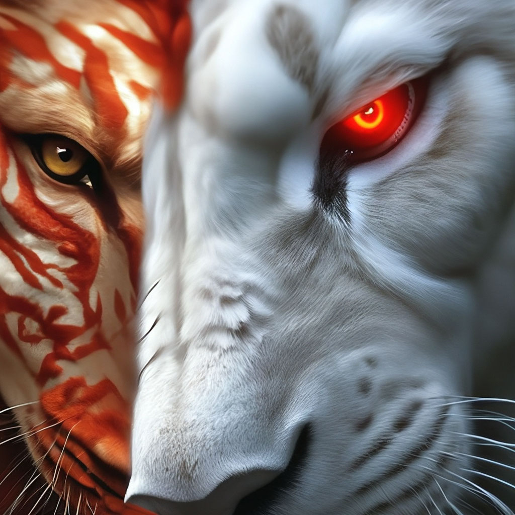 "The red lion consisting of fire and the white dragon consisting of ...