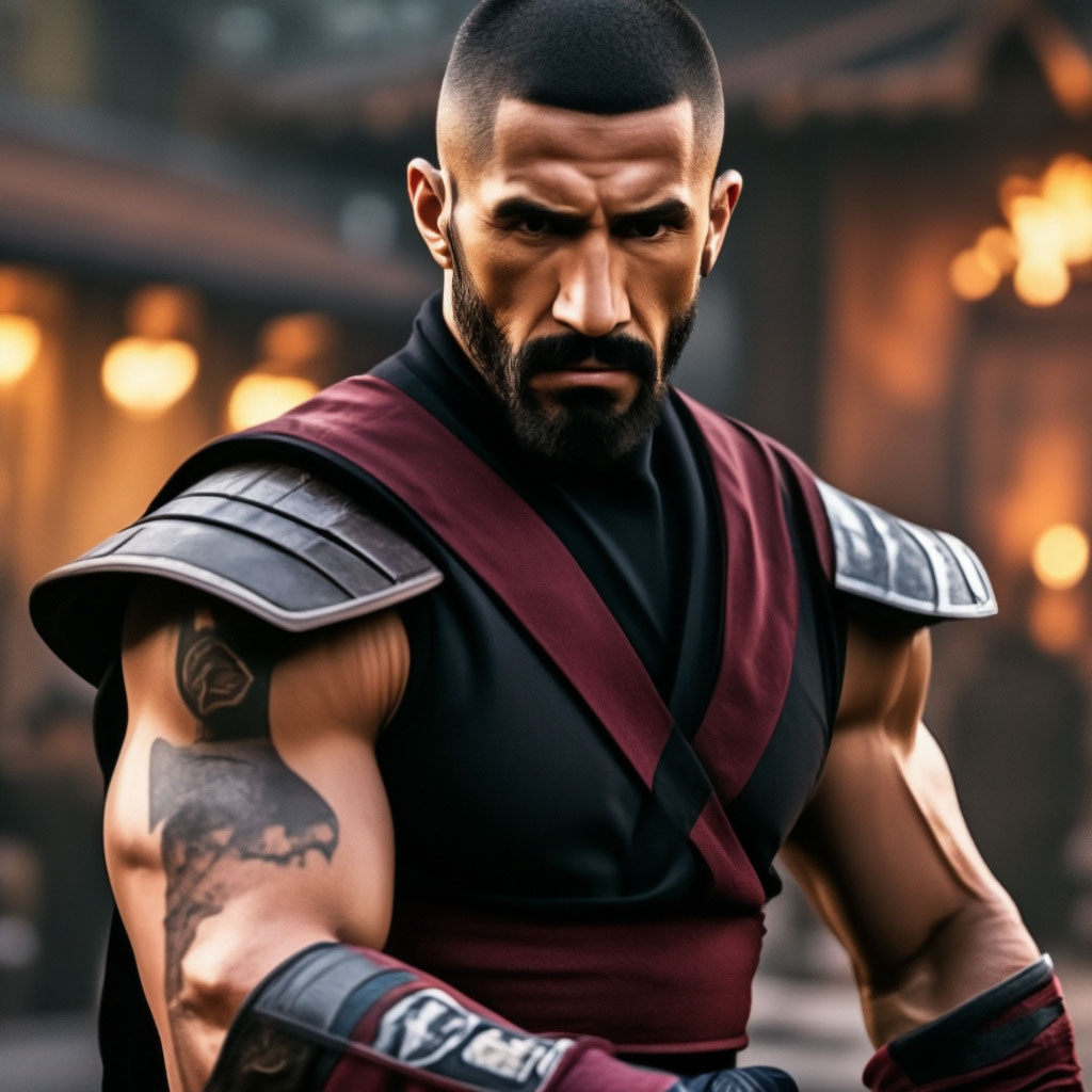 "Yuri Boyka in a ninja costume, Mortal Kombat" — image created in Shedevrum