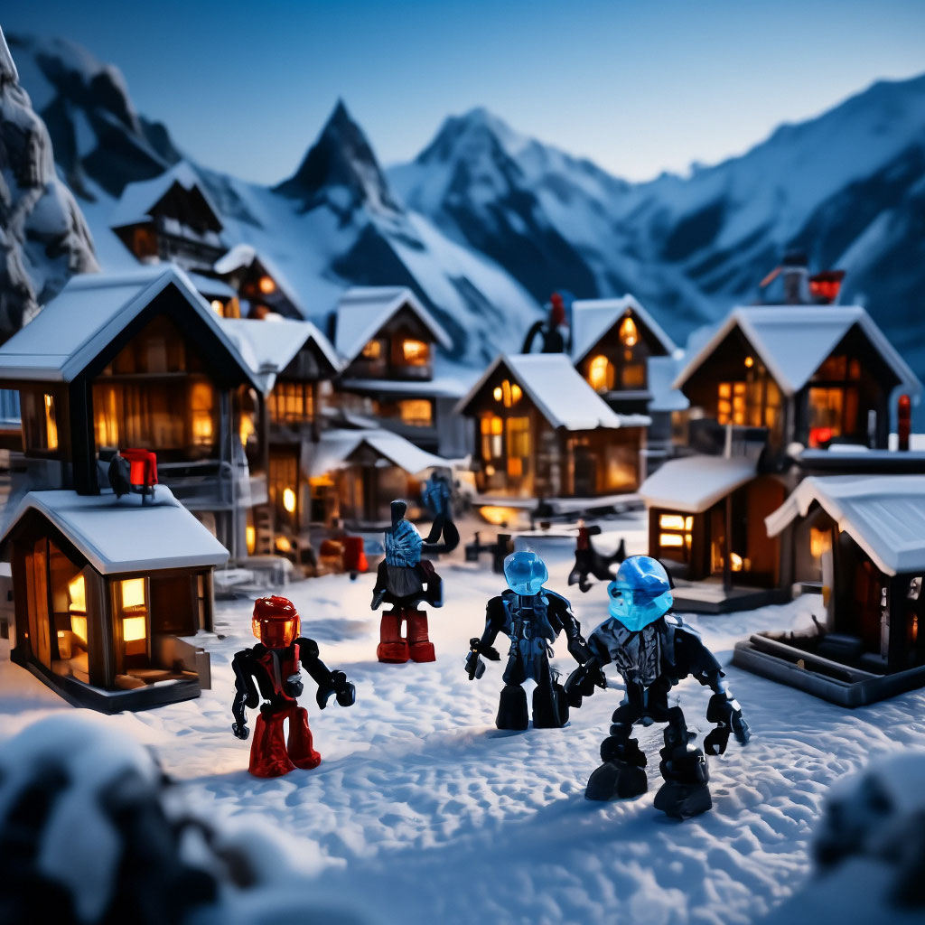 "Bionicle in the village of snow" — image created in Shedevrum