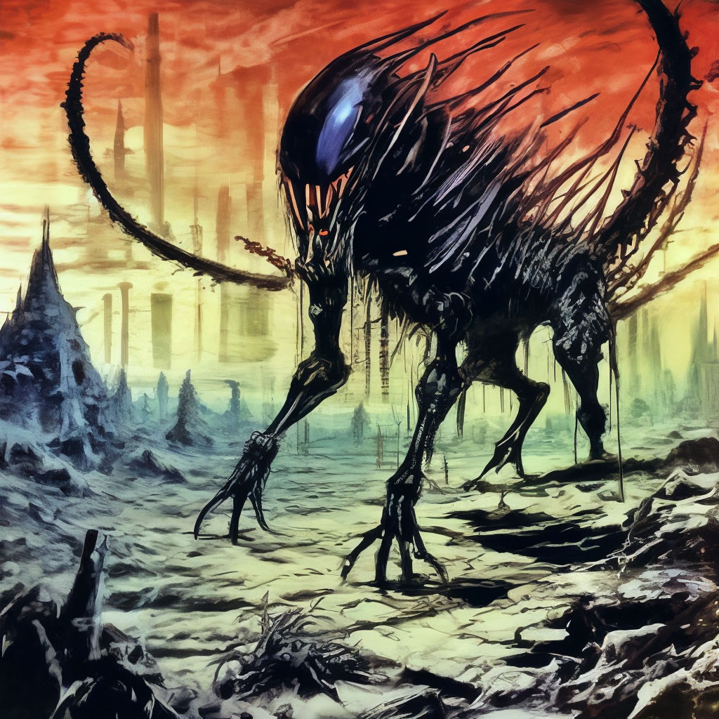 "Deathmanga: crystalline creature, with an exoform endoskeleton, claws ...