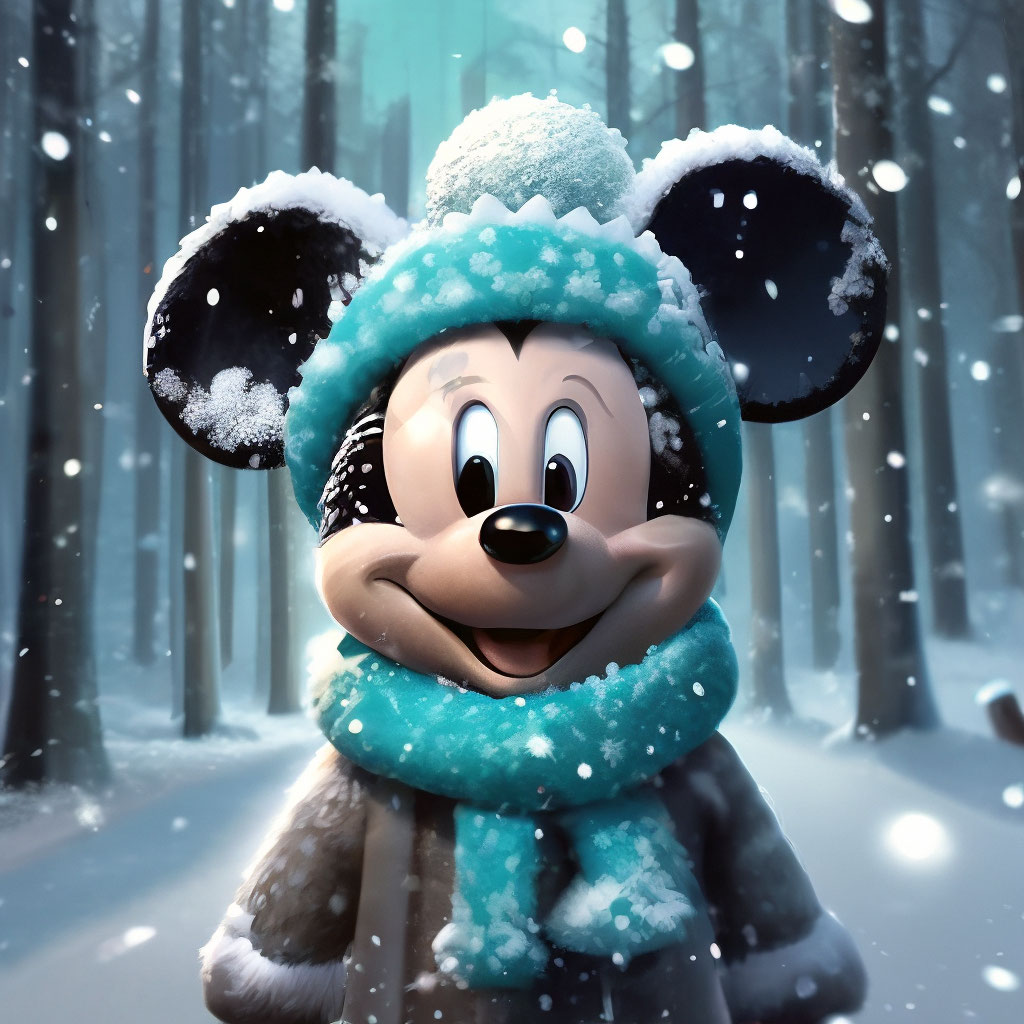 "Toon: Mickey Mouse: all for now! in the winter New Year's forest ...