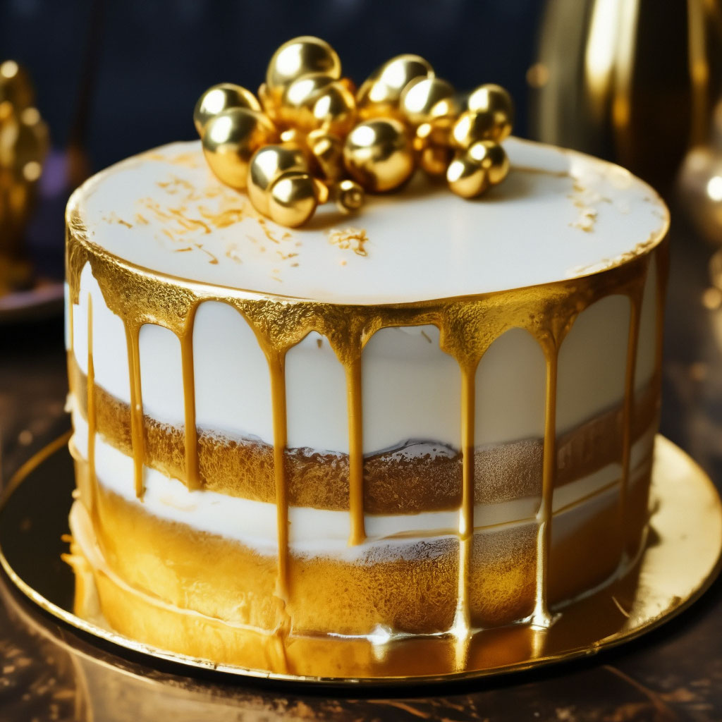 "Golden cake" — image created in Shedevrum