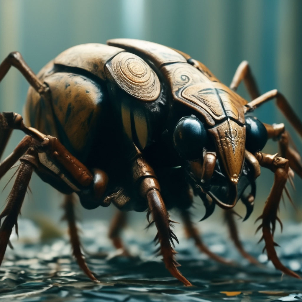 "Surrealism, good drawing of small details, a bear insect in beautiful ...