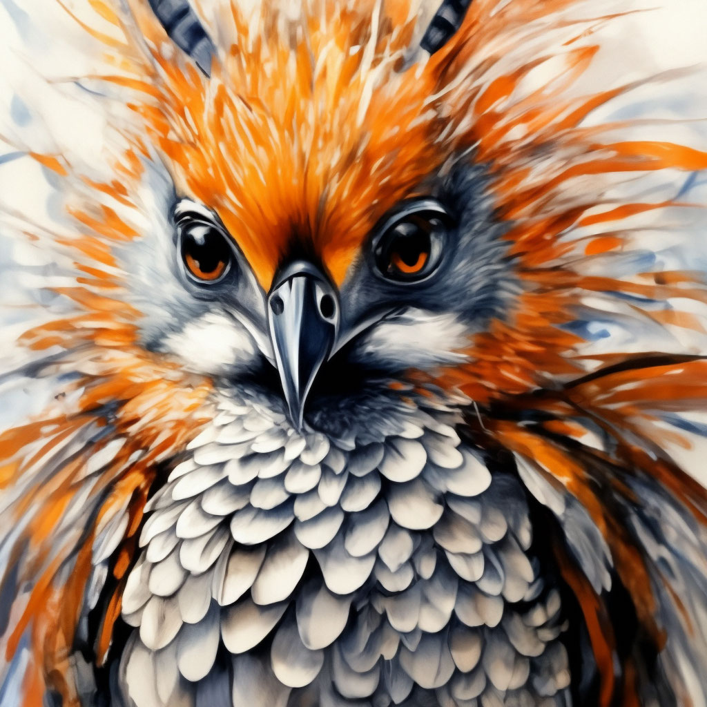 "Miracle in feathers, small,funny creature, watercolor fine ink drawing ...