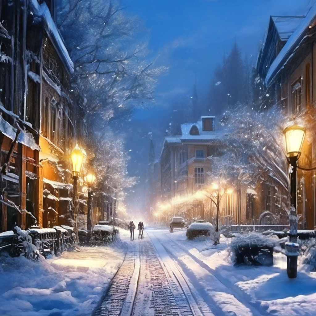 " 🌨 Frost, winter landscape, snowy day, lights, Megarealistic photo ...