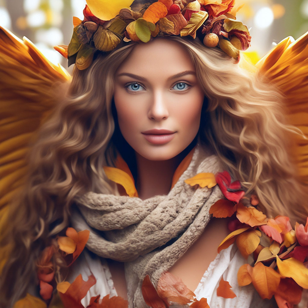 "Incredibly beautiful autumn Angel,large ochre-colored wings,chic curls ...