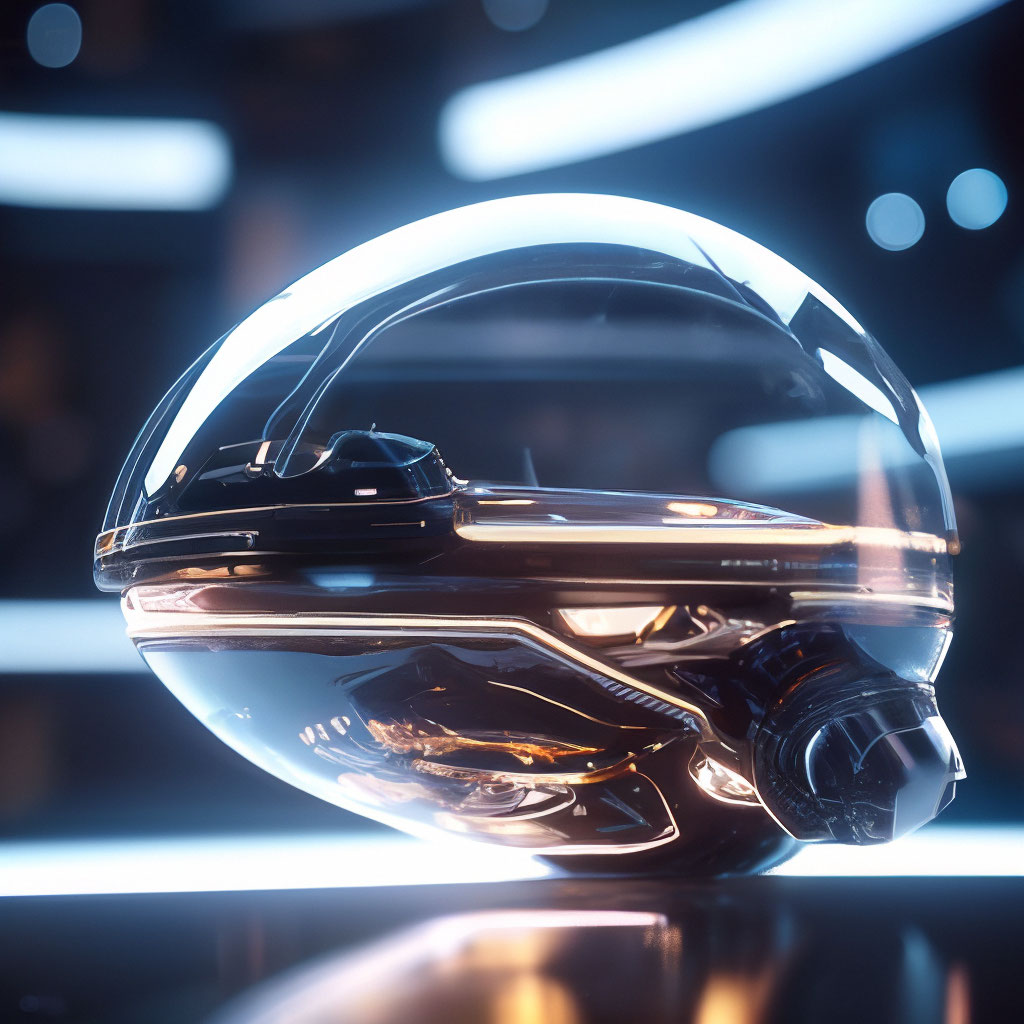 "Transparent floating capsule partially filled with a salty transparent ...
