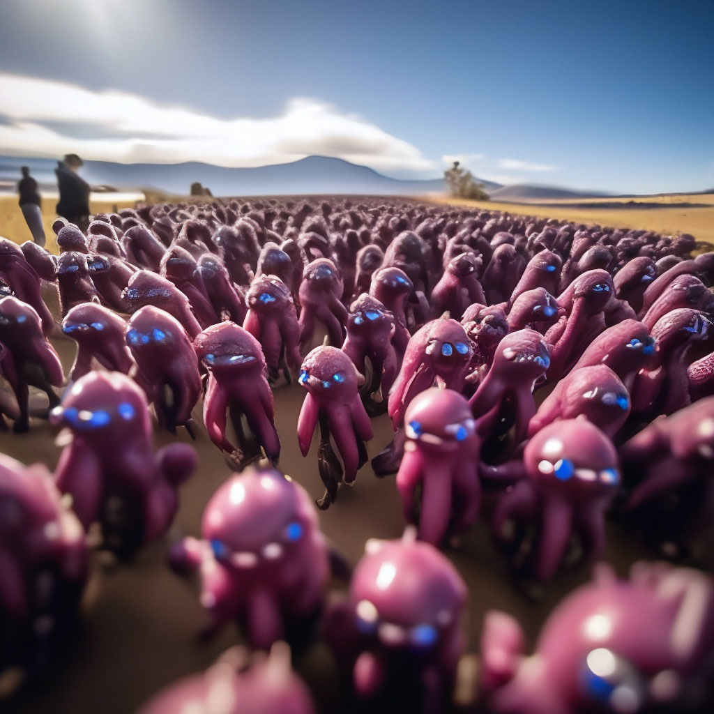 "A flock of alien boogers" — image created in Shedevrum