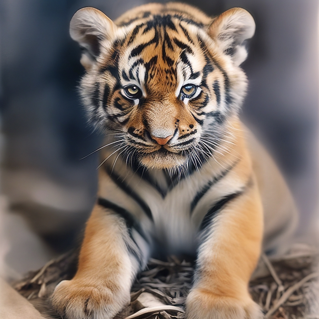 "A puppy in the form of a tiger cub" — image created in Shedevrum