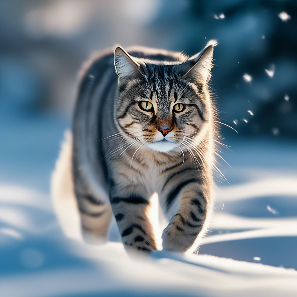 "Cat walking in the snow, aesthetically pleasing, beautiful ...