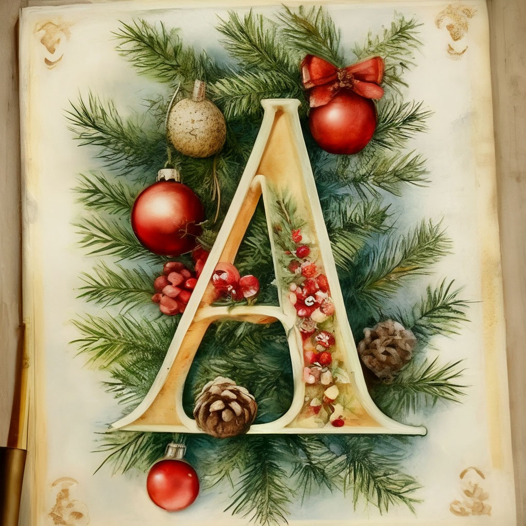 "Letter «A”. Christmas tree, New Year's ball decorated with the letter ...