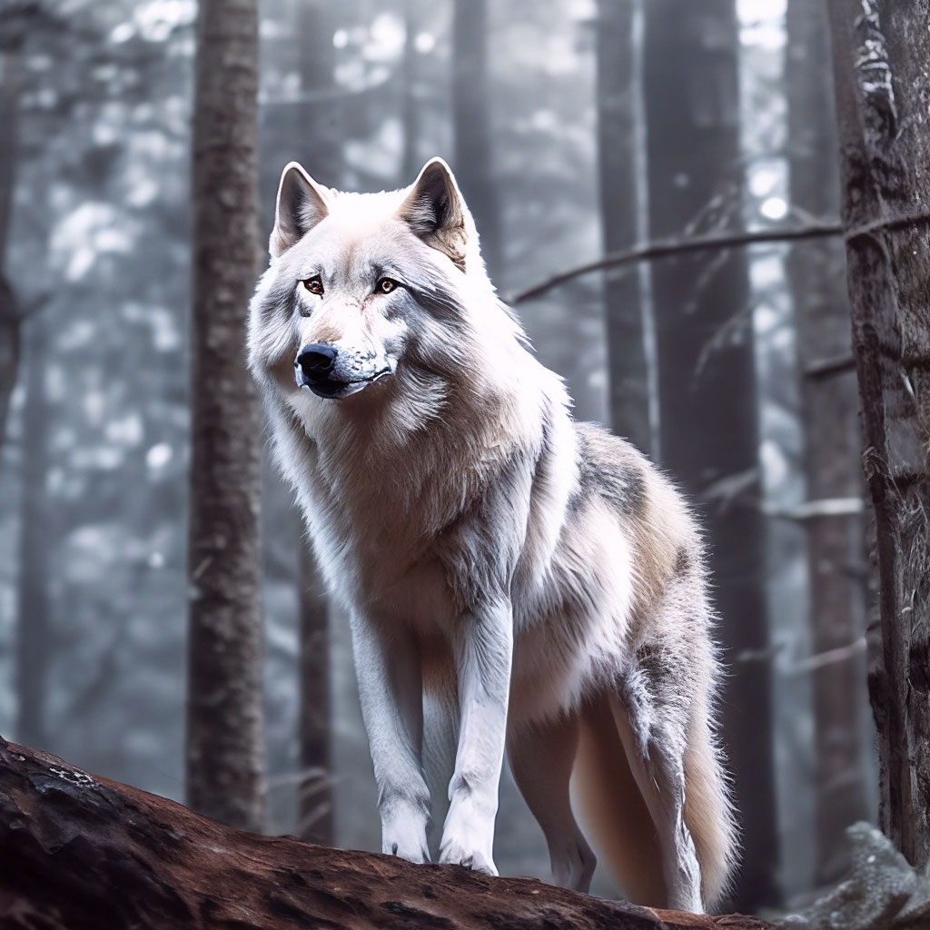 "Realistic white wolf in the forest is beautiful and aesthetically ...
