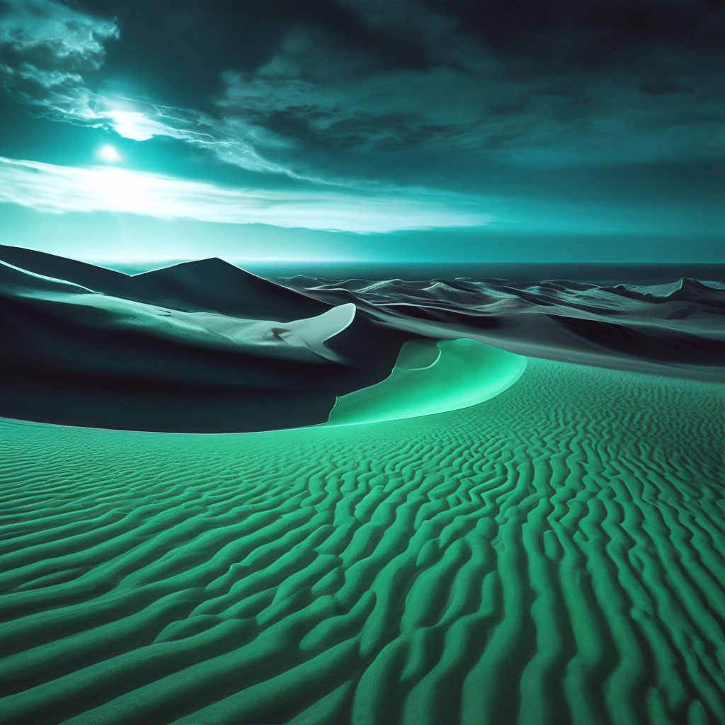 "@unknown_worlds Landscape of the unknown world of jade deserts. Night ...