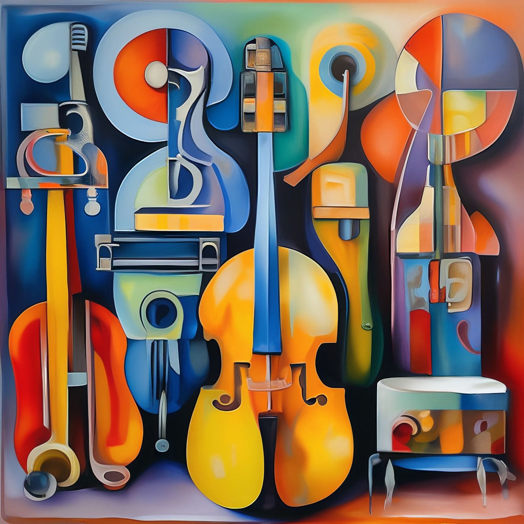 "Musical instruments, picasso" — image created in Shedevrum