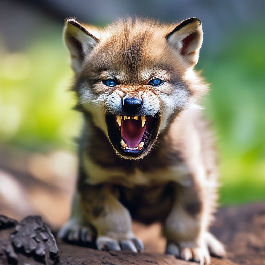 "Cute angry wolf cub" — image created in Shedevrum