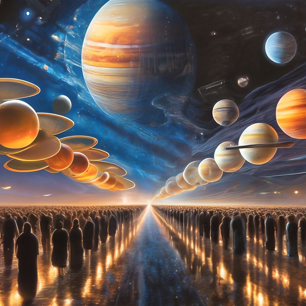 "The parade of planets" — image created in Shedevrum
