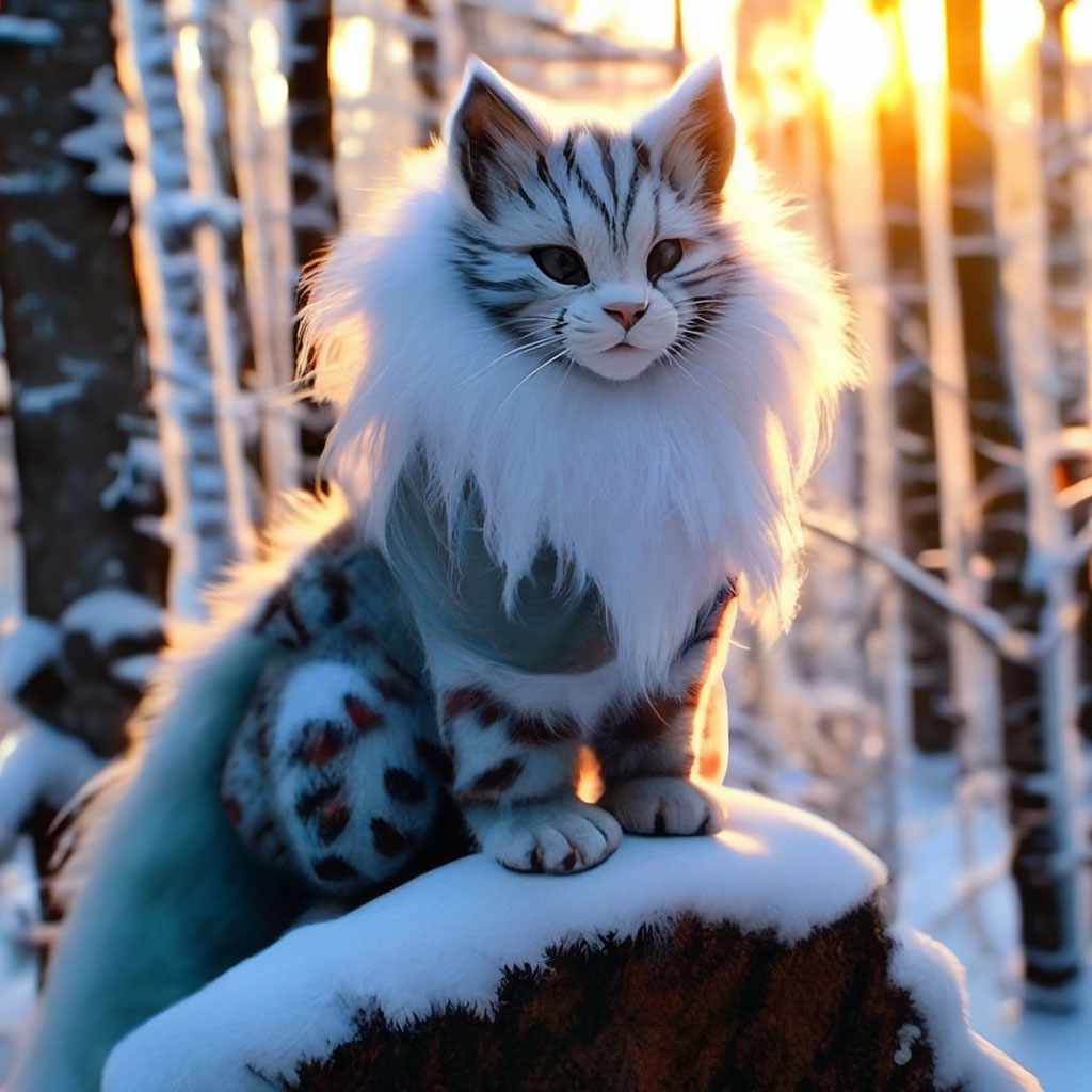 "Winter forest mimic cat dragon fabulous New Year" — image created in ...