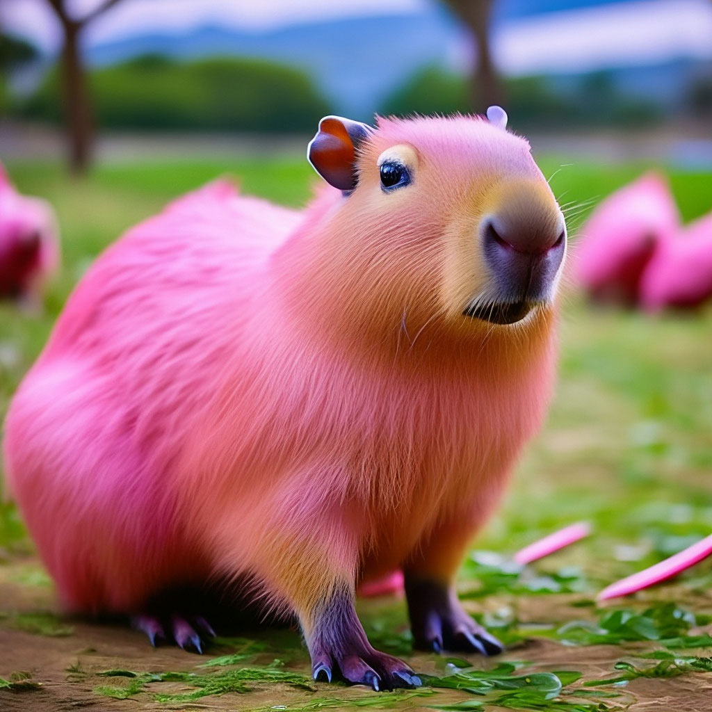 "Pink capybara in high quality" — image created in Shedevrum