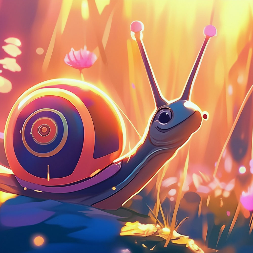 "Snail akhatina in anime style beautiful cute" — image created in Shedevrum
