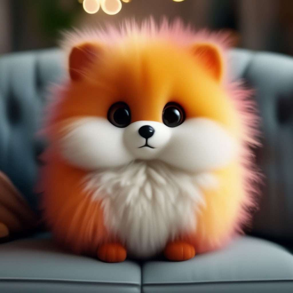 "Cute fluffy rainbow animal with cute paws and eyes sitting on the ...