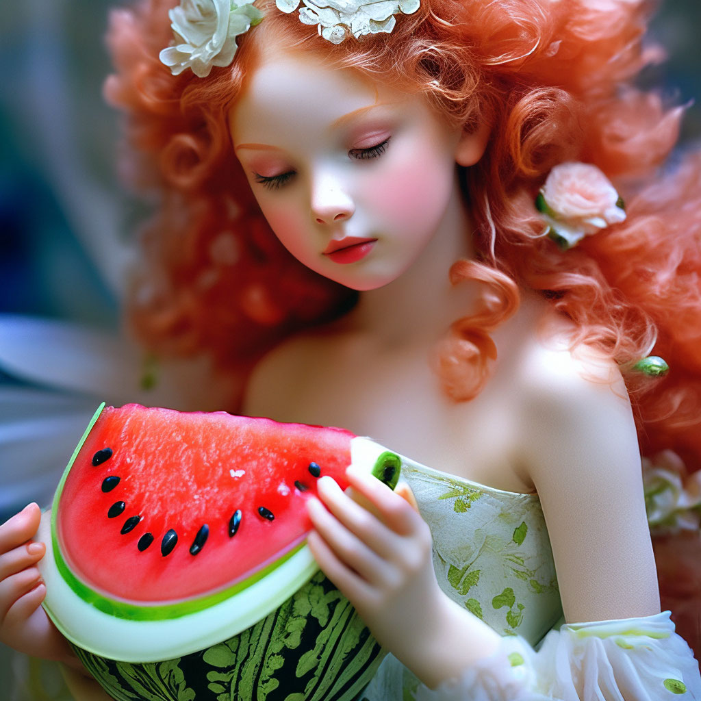 "Watermelon fairy girl, sugar image, , fairy-tale character, juiciness ...