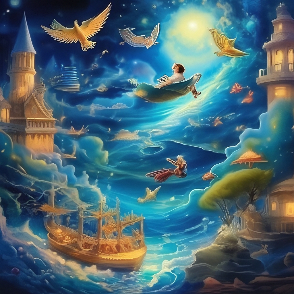 "Good night, magical dreams, flying in the sky, and traveling on the ...