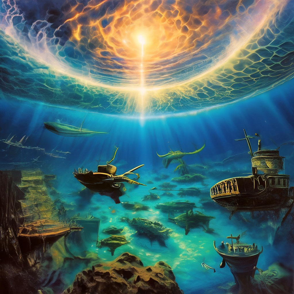 "The bottom of the Bermuda Triangle in the ocean" — image created in ...