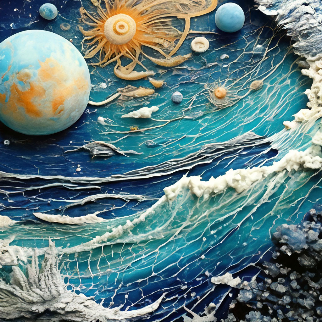 "Planet,epic, convex,fabulous seascape, hyperrealism, microdetalization ...
